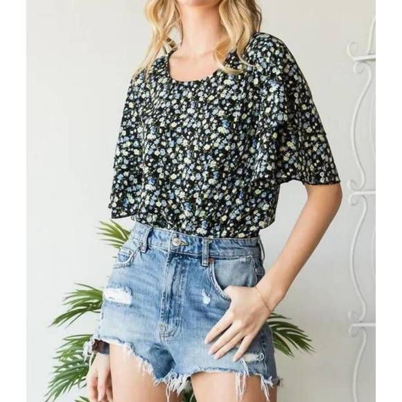 HEYSON | Tops | New Heyson Ruffle Sleeve Bodysuit Blouse In Multi ...